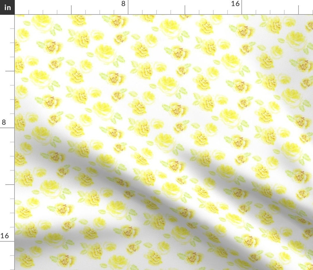 Vintage Yellow Roses Fabric Lemon Roses by Graceful Retro - Etsy