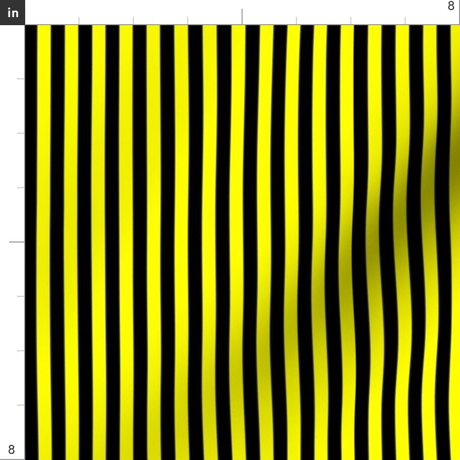 Stripe Fabric Quarter Inch Yellow and Black Vertical Stripes | Etsy