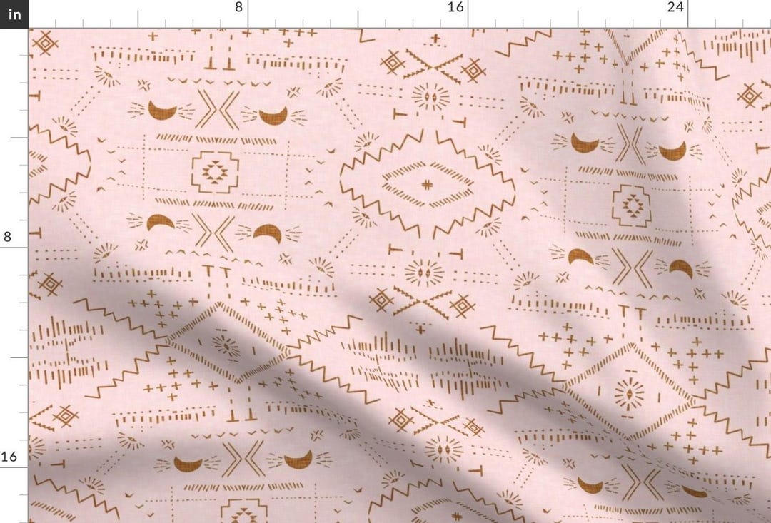 Geometric Pink Tribal Pattern Fabric - Geo Pop (pink) Med Blush Pink by ...
