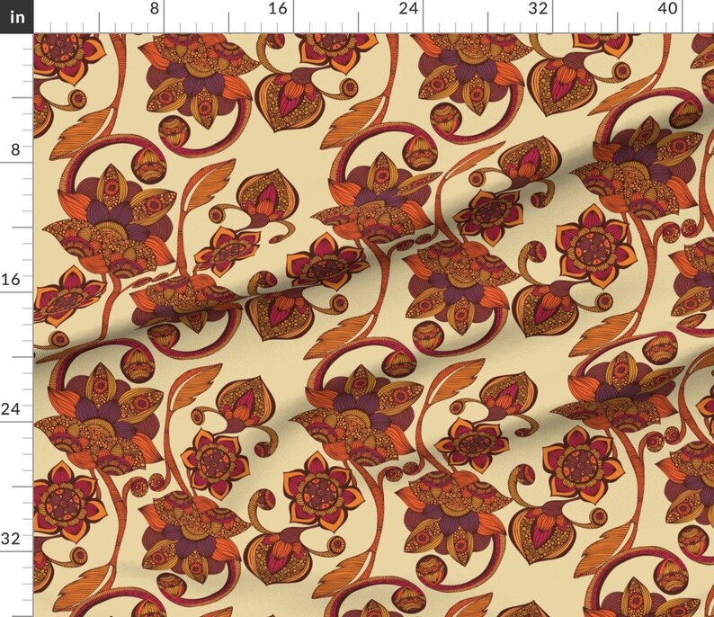 Bohemian Fabric Boho Flowers by Valentinaharper Bohemian | Etsy