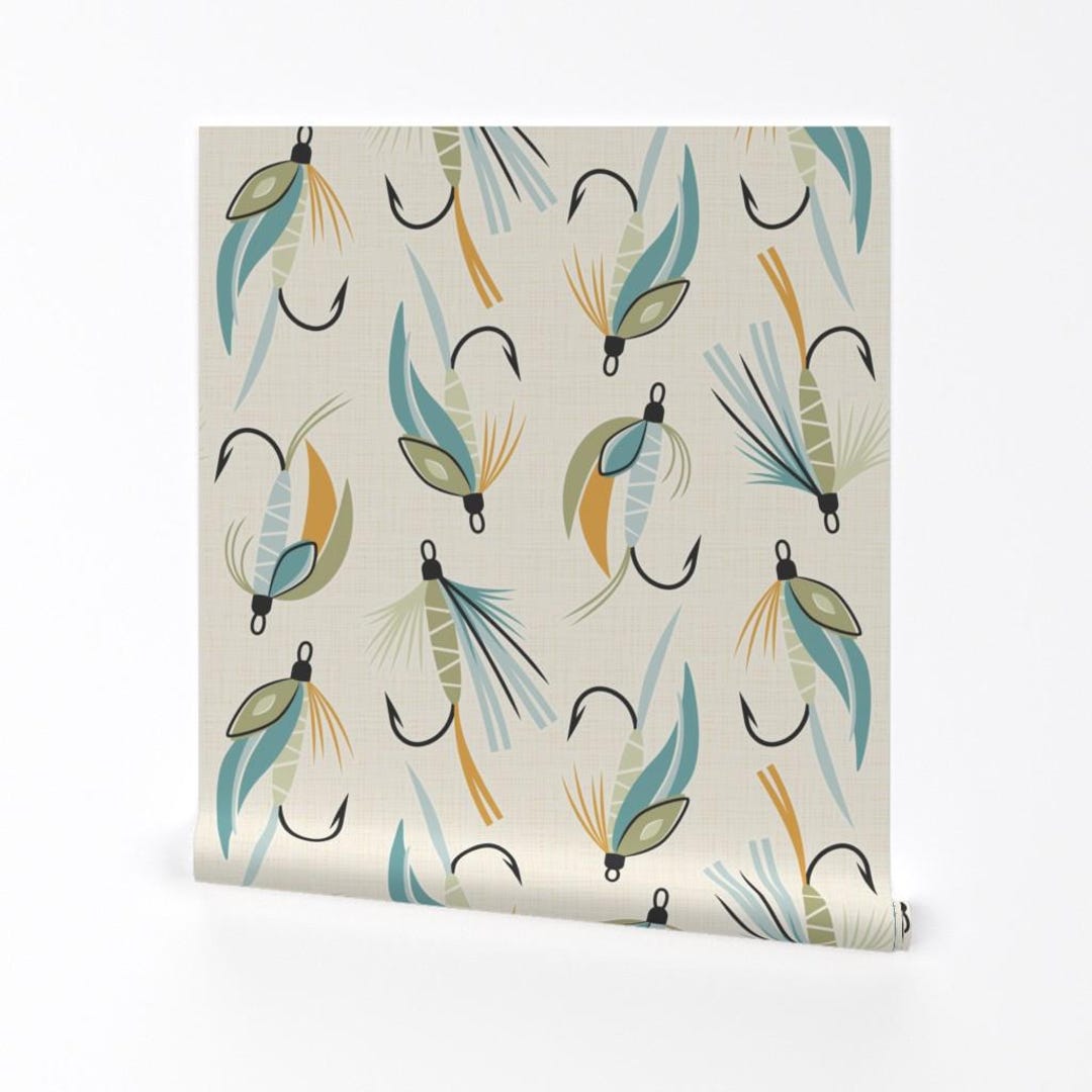 Fly Fishing Lure Removable Peel and Stick Wallpaper - Vintage Retro ...