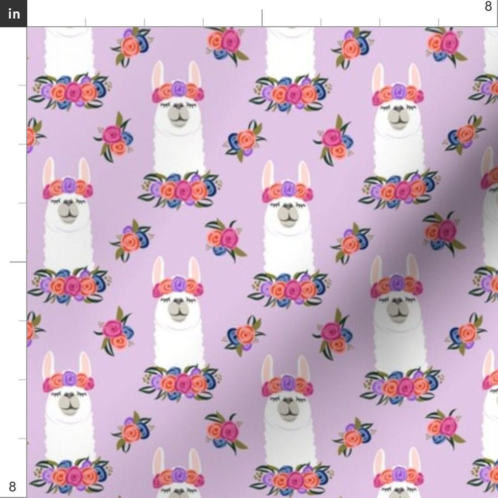 Llama Fabric - Small Scale Floral Purple by Littlearrowdesign Lilac ...