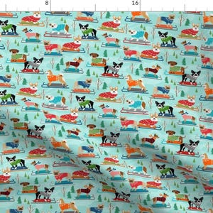 Sledding Dogs Fabric - Snow Day Dogs Winter Sledding Dogs by ...
