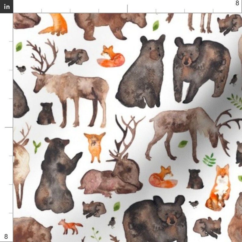 Watercolor Woodland Animals Fabric Woodland Animals by Elena - Etsy