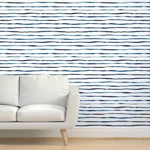 Stripes Wallpaper Indigo Stripes by Micklyn Blue White | Etsy