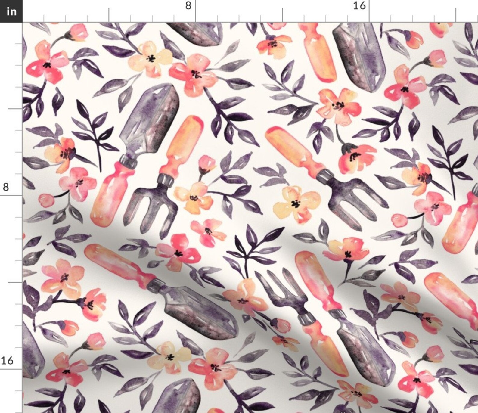 Spring Gardening Fabric Spring Gardening Peach Blossoms On | Etsy