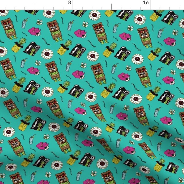 Retro Zombie Fabric - Etsy