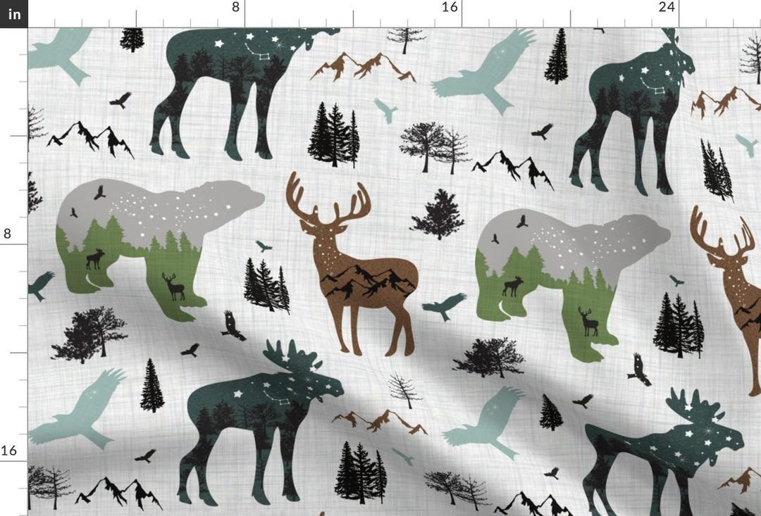 Woodland Forest Creatures Fabric - Forest Animals by Karolina Papiez ...