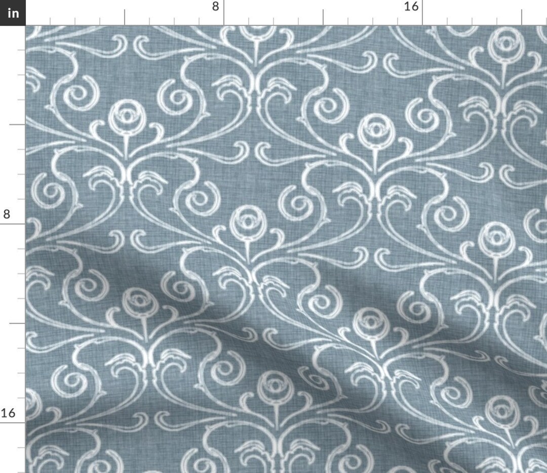 Blue Damask Fabric Faded French Rose Blue by Kristopherk - Etsy