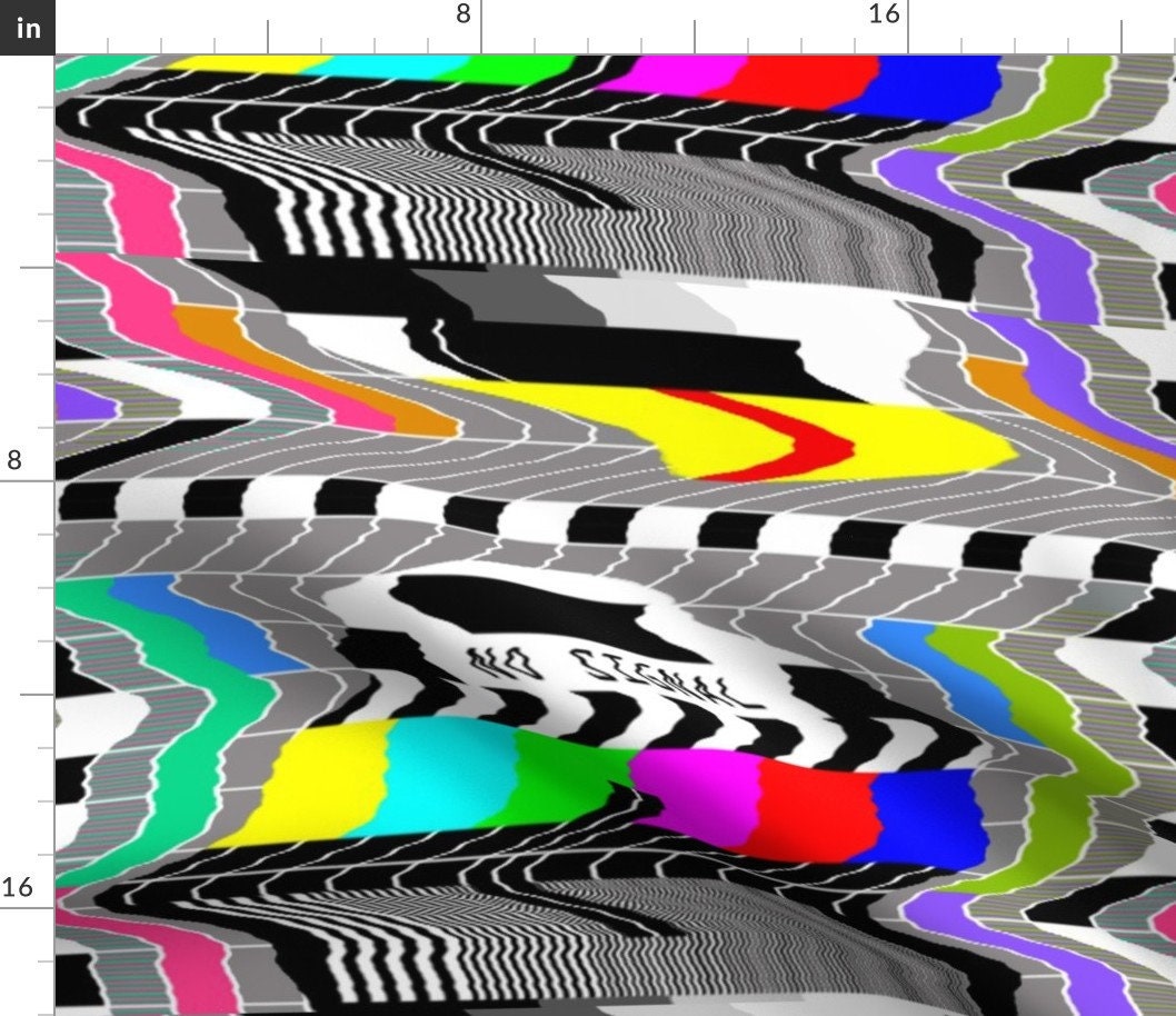 Test Patterns Fabric TV Test Multi Colors Analogue Retro - Etsy