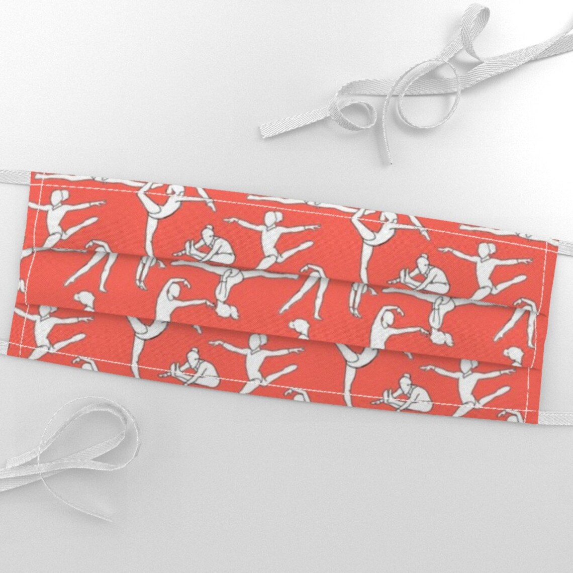 Girls Gymnastics Fabric Gymnasts on Coral by Landpenguin - Etsy