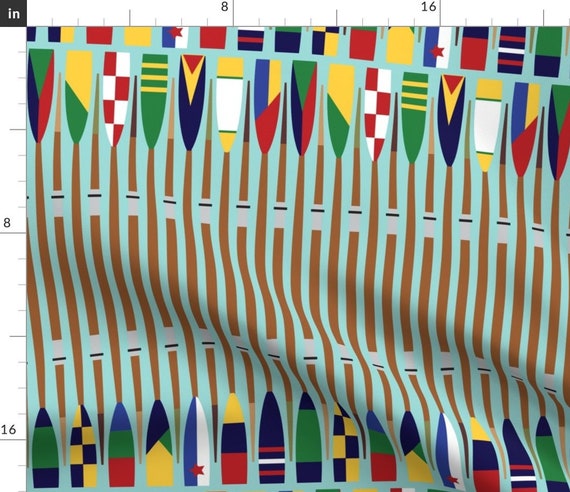 Rowing Fabric Rowing Oars Aqua by Colour Angel by Kv Sport - Etsy