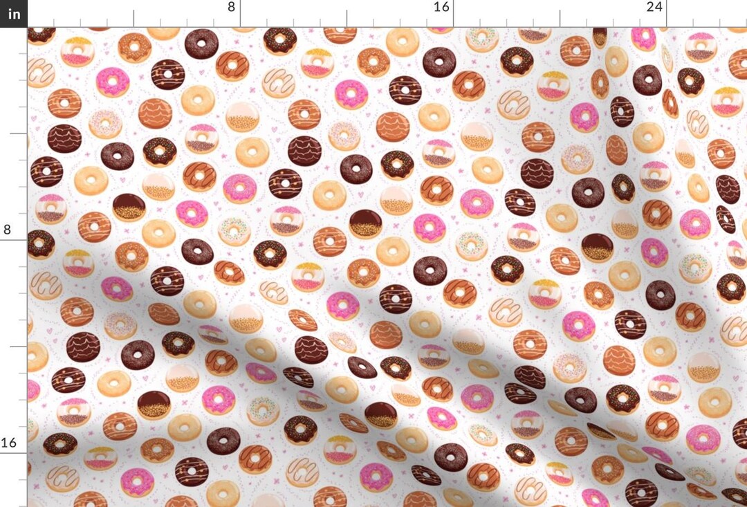 Sweet Donut Fabric - Donuts Large Scale by Stolenpencil - Pink and ...