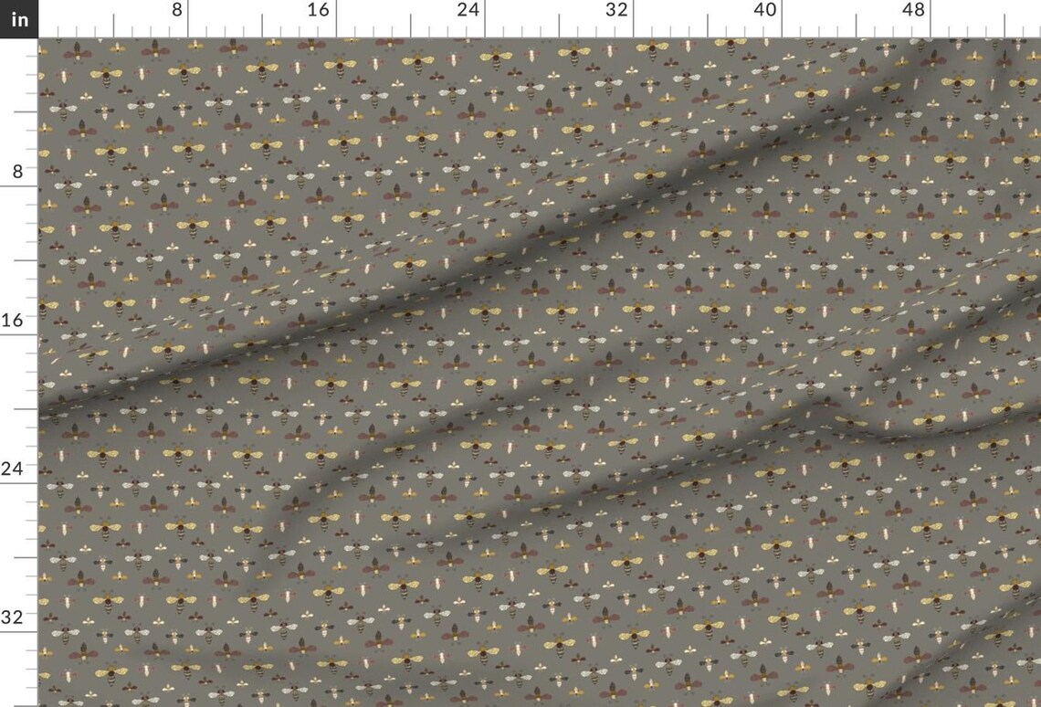 Bees Fabric - Ornate Bees on Gray by Seesawboomerang - Filigree Art ...