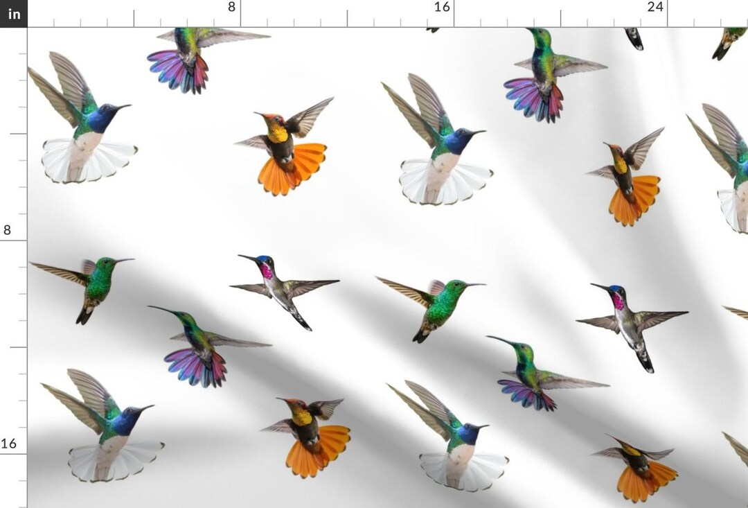 Hummingbird Fabric - Hummingbirds of T and T Large White by ...