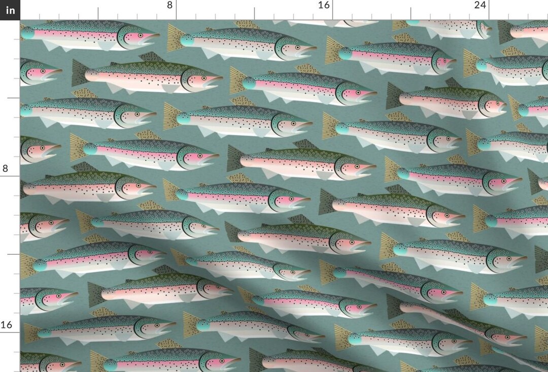 Trout Fabric - Trout Fishing by Heleenvanbuul - Trout Green Fishing ...