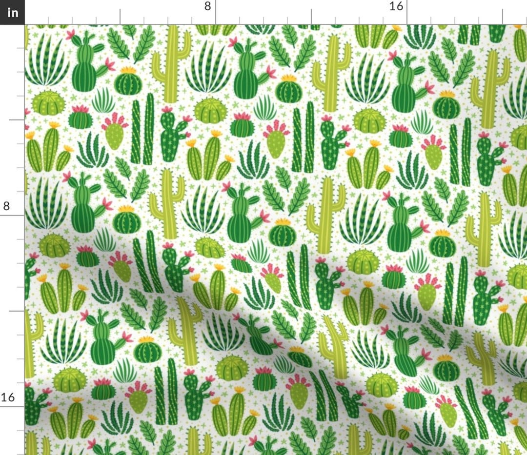 Small Cactus Print Fabric Cacti Summer. Medium Scale by Magicforestory ...