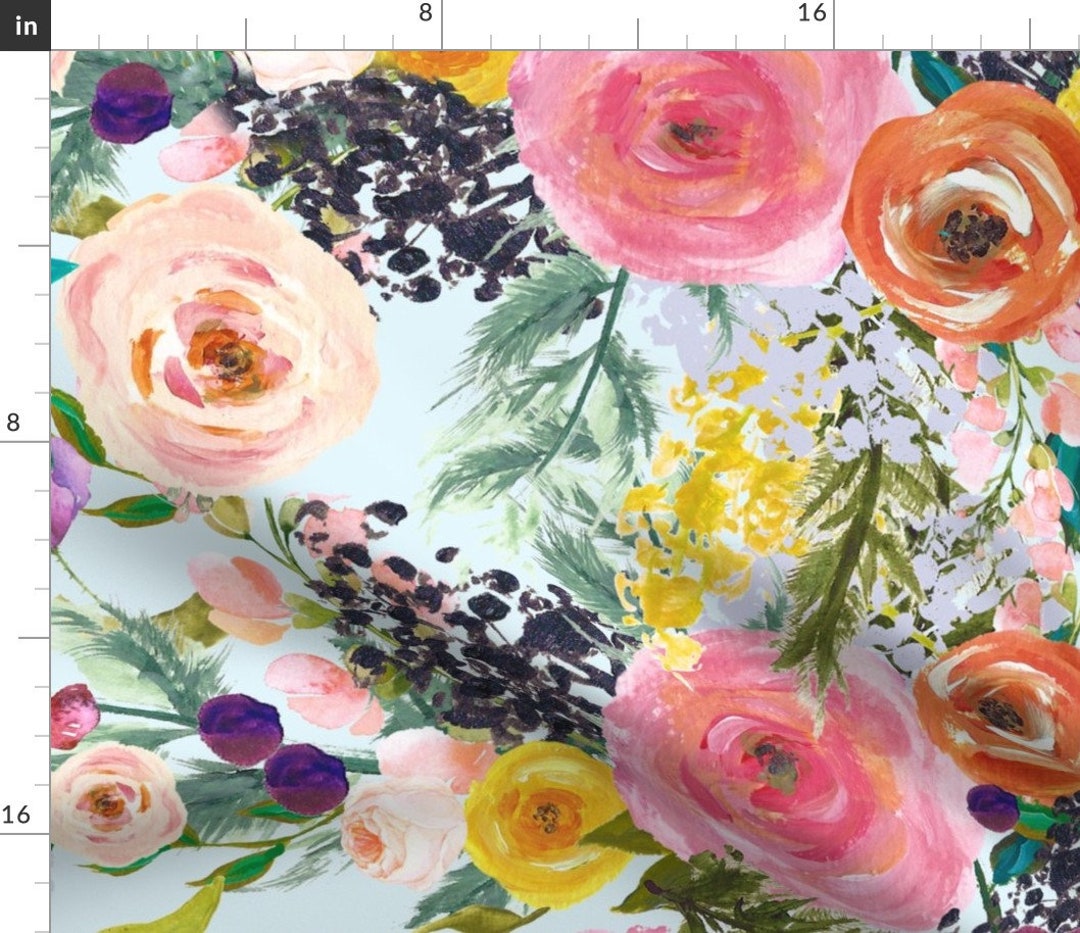 Summer Flowers Fabric Blooms Painted Floral by Theartwerks Watercolor ...