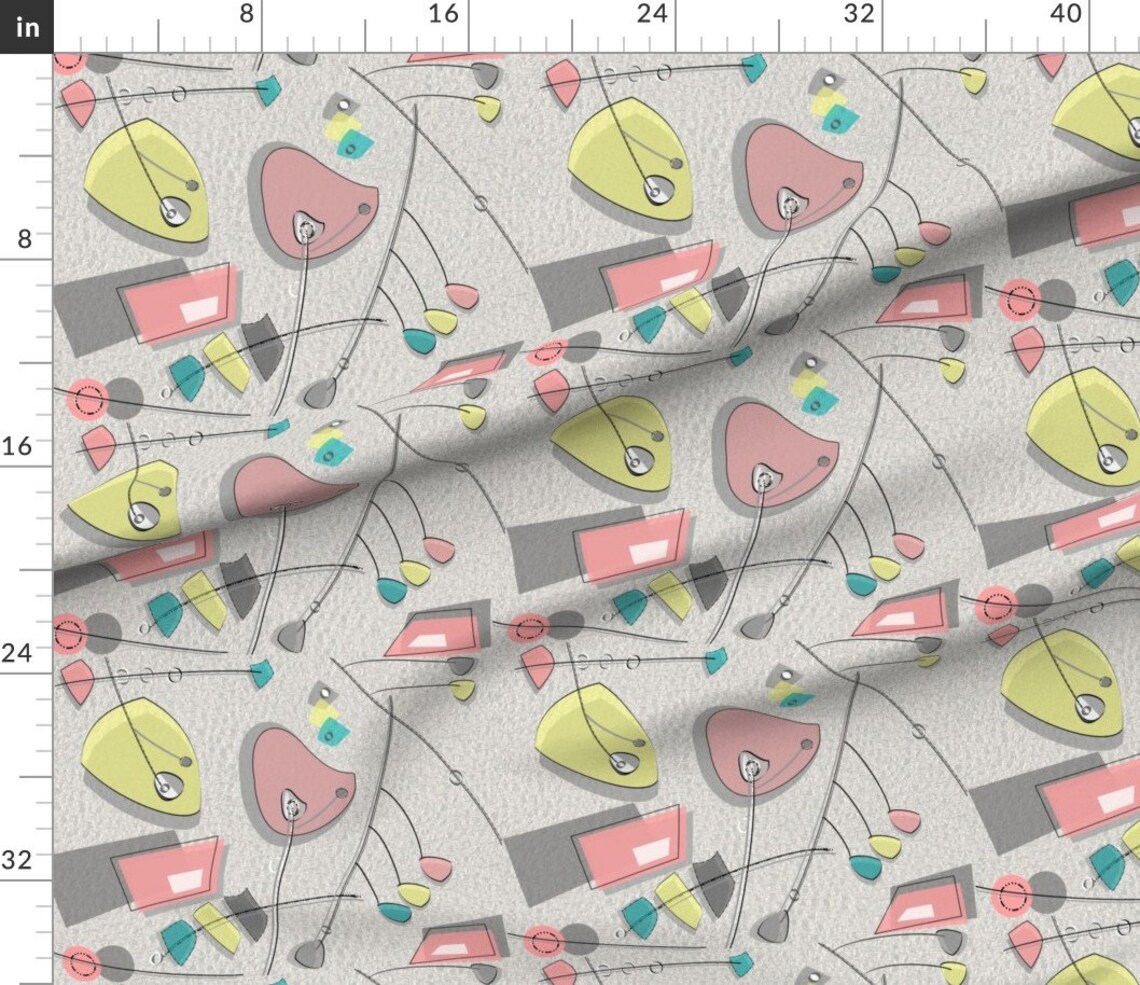 Abstract Modern Fabric Mid-century Modern Pastel Colors by - Etsy