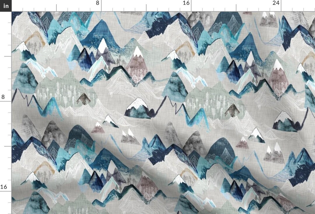 Mountain Fabric - Call of the Mountains (storm) by Nouveau Bohemian ...