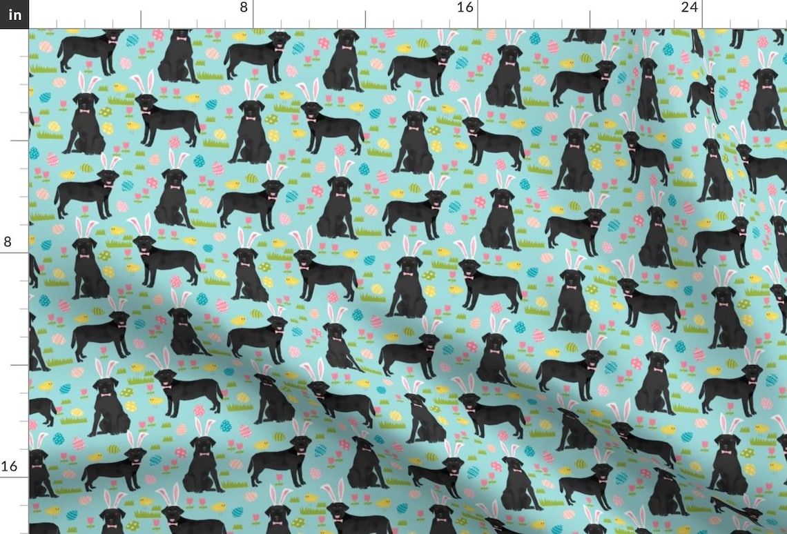 Easter Dog Fabric - Black Lab Labrador Retriever Easter Pastel Blue by ...