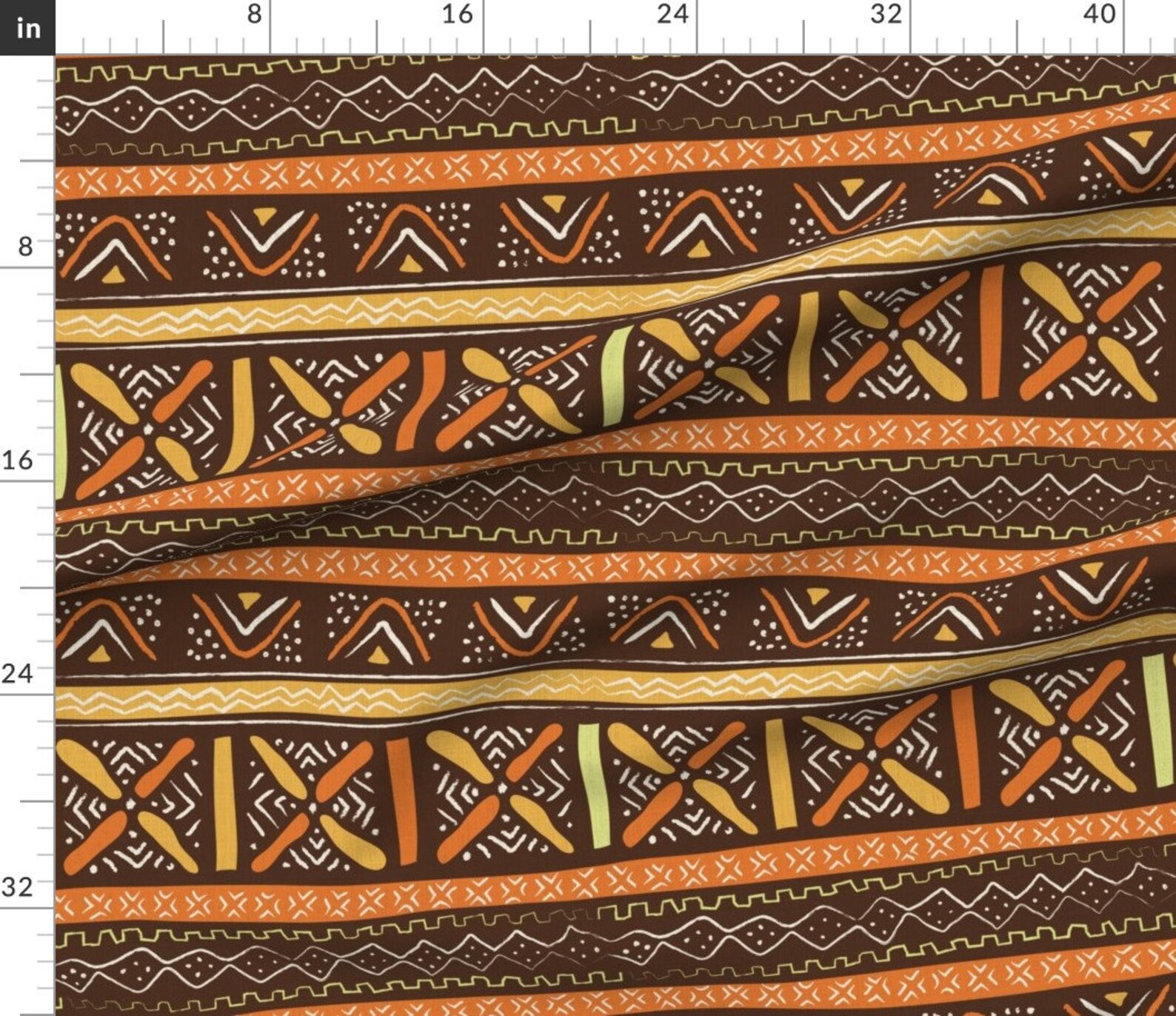 Orange African Stripe Fabric African Roots by Sansan | Etsy