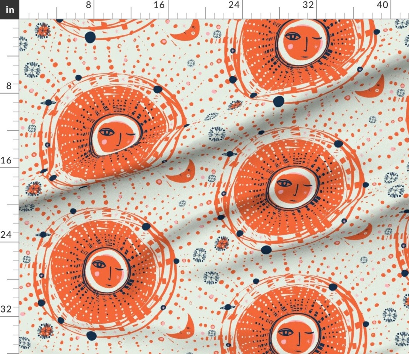 Mod Sun Fabric Sol Orange by Fable Design Mid Century | Etsy