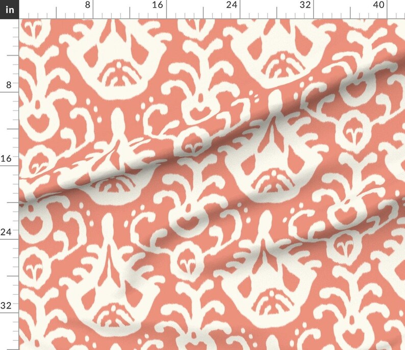 Ikat Fabric Coral Ikat by Domesticate Traditional Modern - Etsy