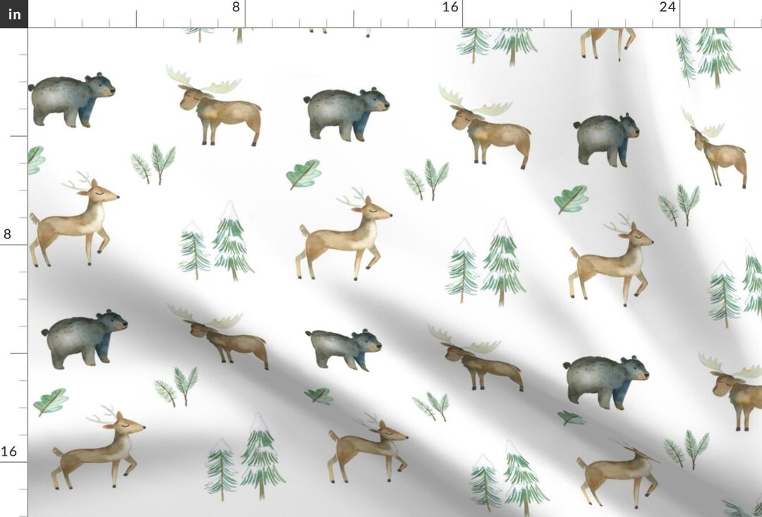 Forest Animals Fabric - Watercolor Woodland by Hipkiddesigns ...