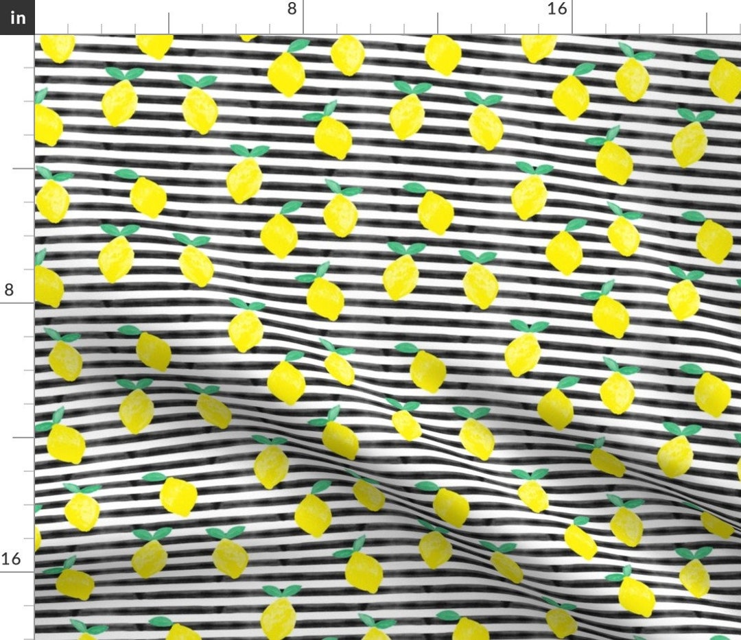 Classic Lemon Stripe Fabric so Fresh Lemons on Black - Etsy