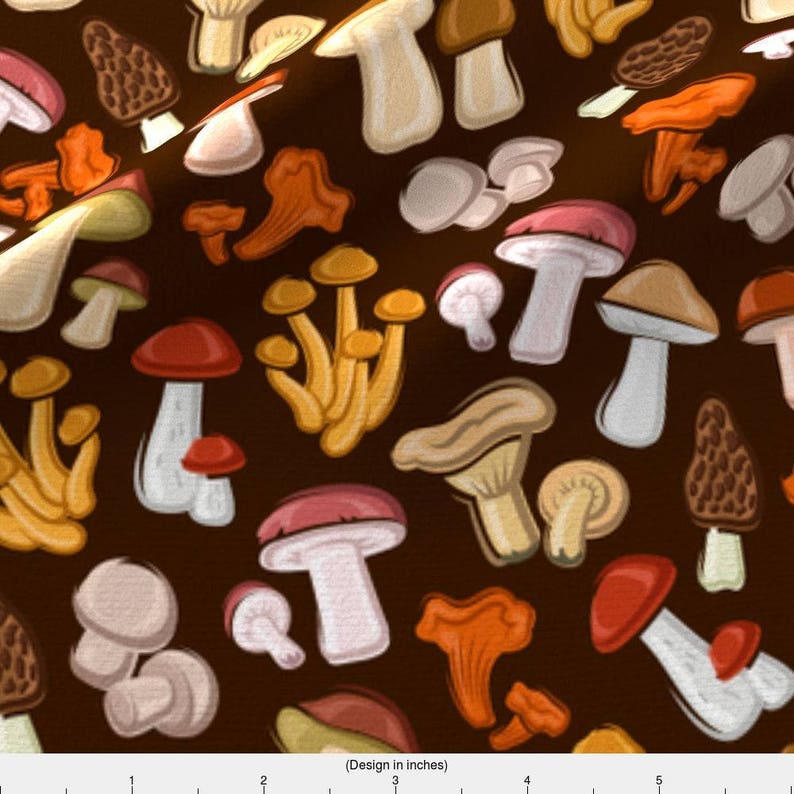 Mushroom Fabric Mushrooms By Sandityche Mushroom Woodland | Etsy