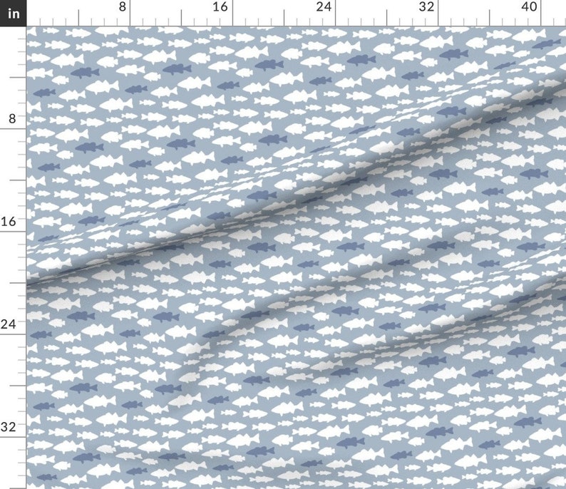 Fish / Blue Custom Fabric by Little Arrow Design Cotton - Etsy
