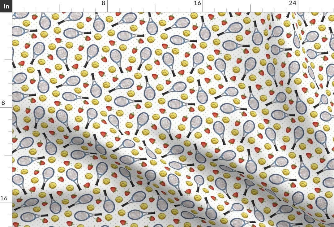 Tennis Strawberry Fabric - Tennis and Strawberries by Hazel Fisher ...