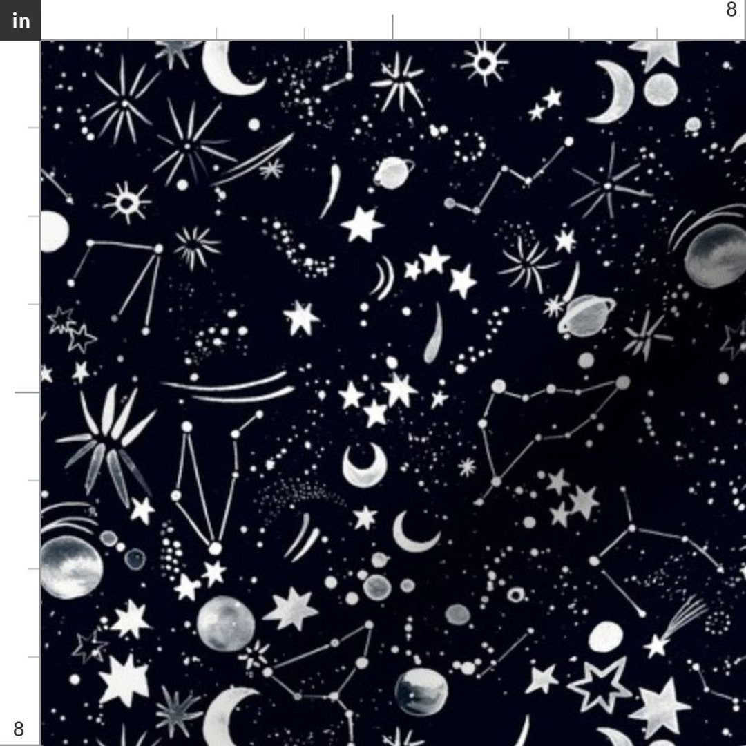 Stars Fabric Constellations by Ninola-design Black - Etsy