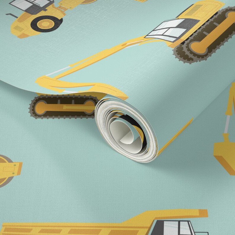 Digger Wallpaper Construction Trucks by Littlearrowdesign - Etsy