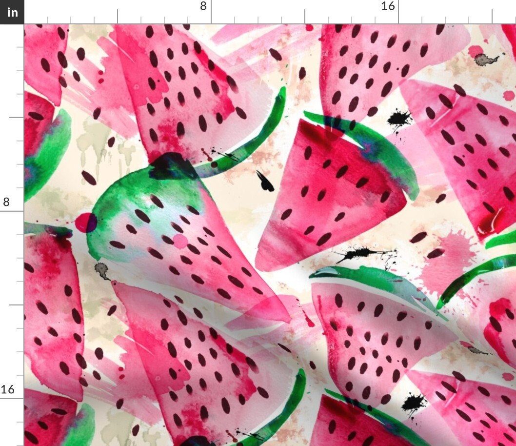 Smashing Watermelon Fabric Watery Watermelons by | Etsy