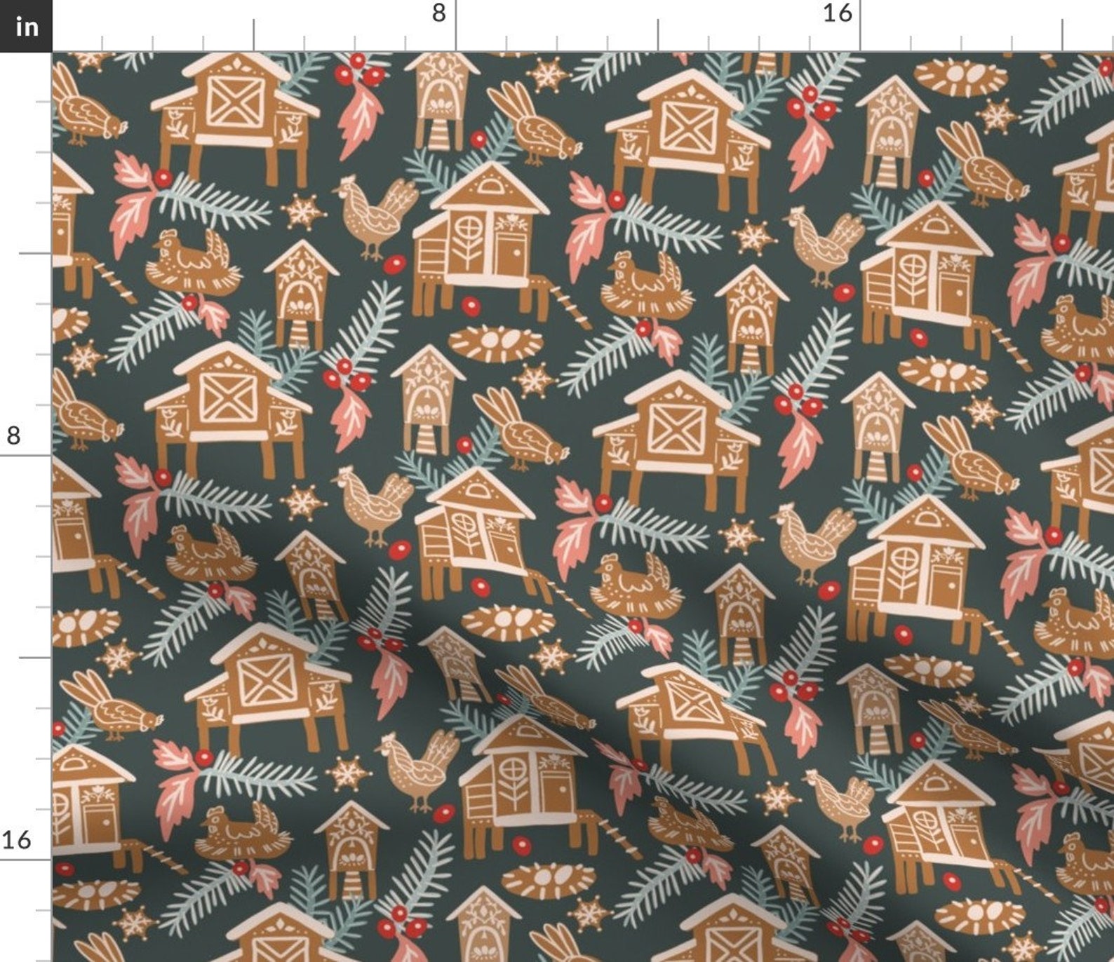 Gingerbread Houses Xmas Fabric Gingerbread Chicken Coops by - Etsy