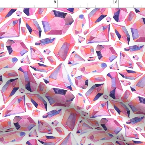 Pink Gemstones Fabric Pink Gems Larger Scale Geometric - Etsy