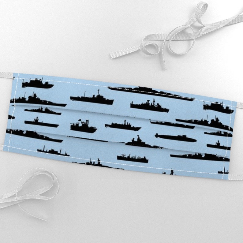 Battleships Fabric Blue Fleet by Thin Line Textiles Marine - Etsy