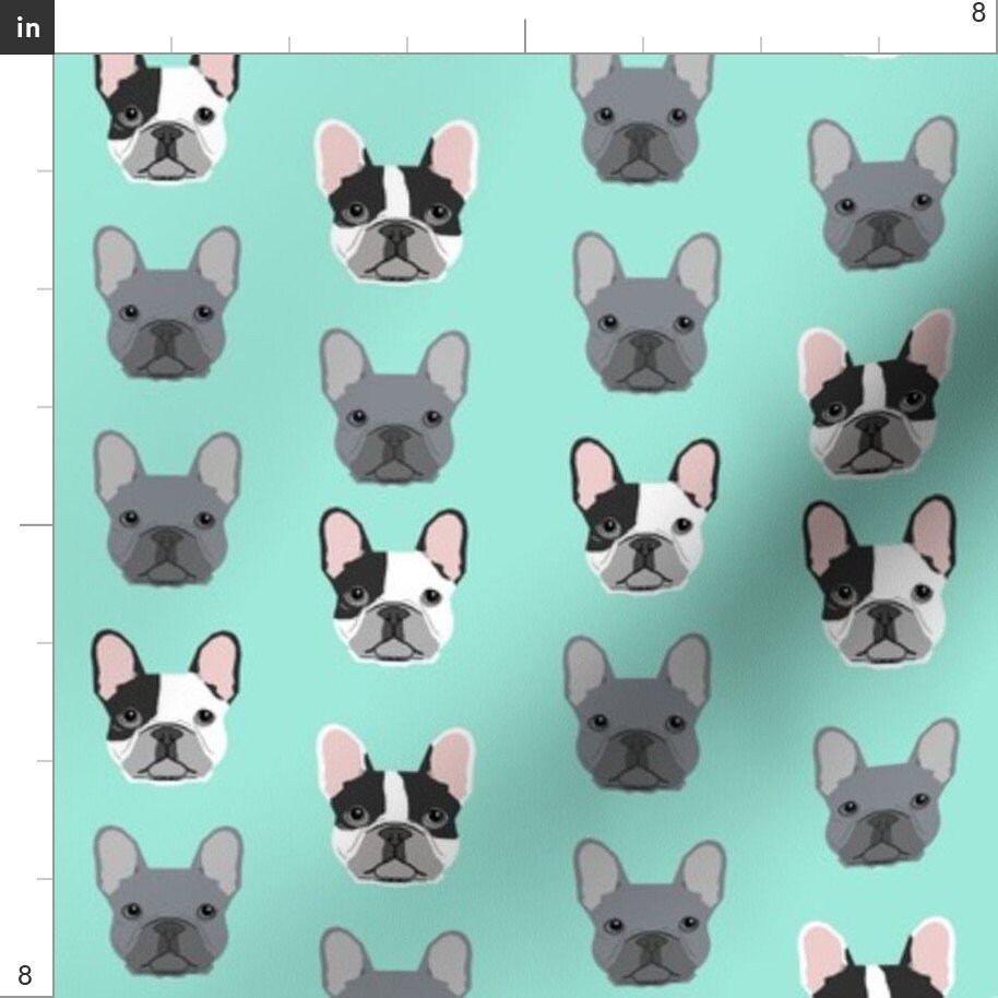 Frenchie Fabric Dog French Bulldogs Grey & Black White Puppy - Etsy