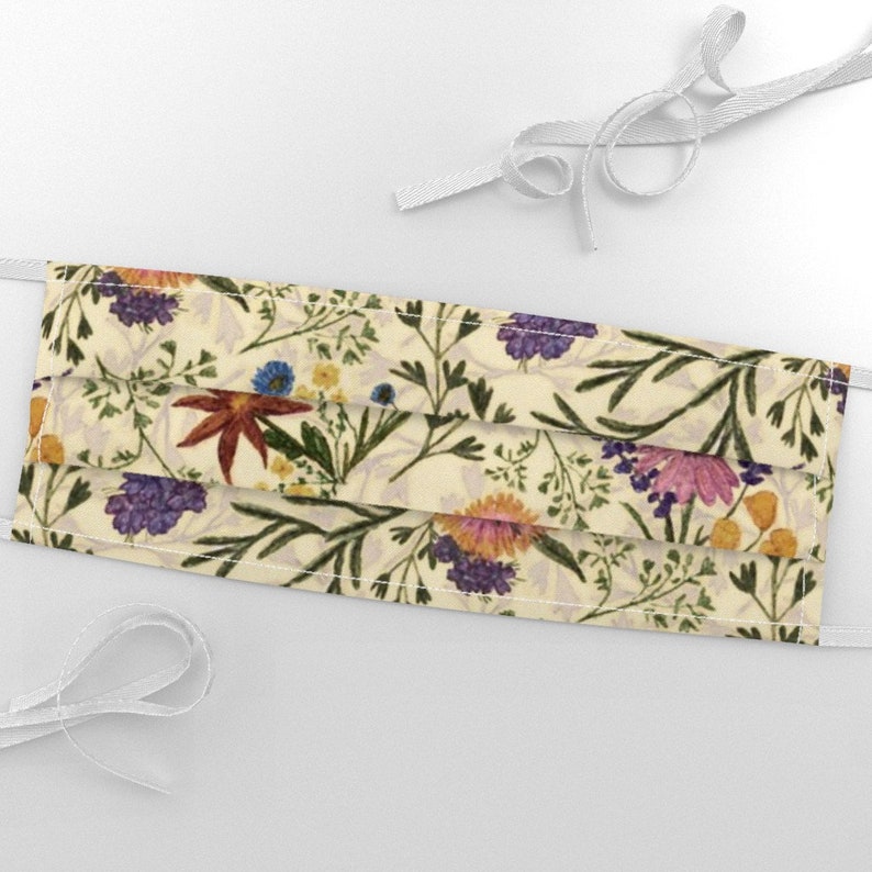 Dainty Yellow Floral Illustration Fabric Wildflower Chintz | Etsy