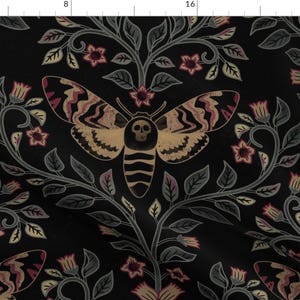 Death Head Moth Fabric - Death Head Damask by Lu_repeating - Gothic ...