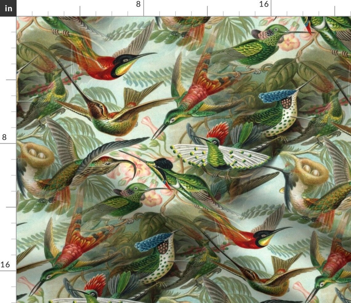 Vintage Hummingbirds Fabric Vintage Hummingbird Pattern by - Etsy