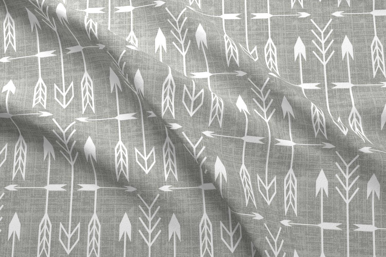 Arrow Fabric Archery Silver By Littlerhodydesign Grey and | Etsy