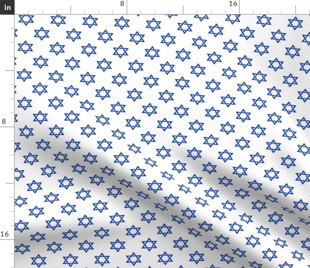 Star of David Fabric Blue Star of David on White by - Etsy