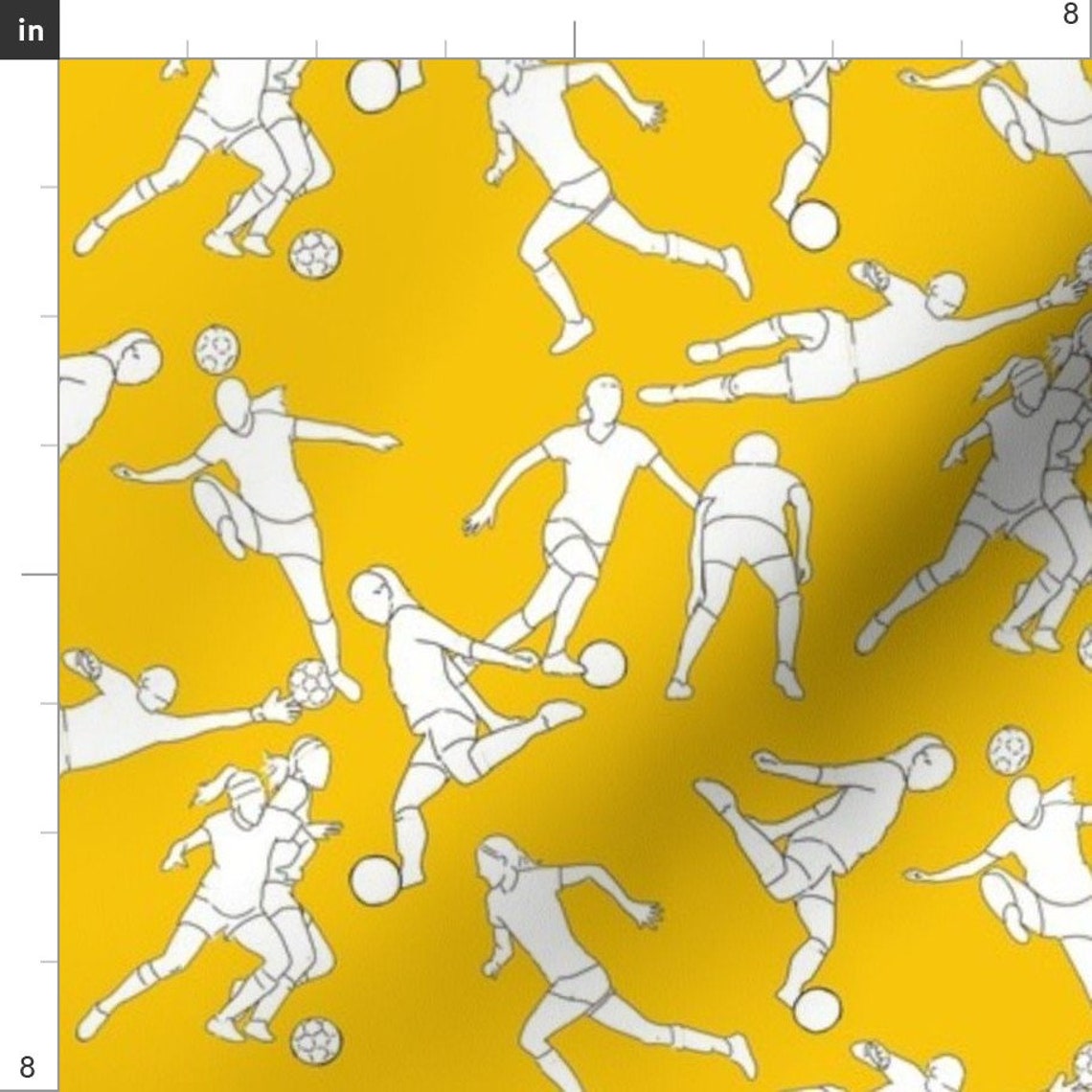Soccer Fabric Soccer On Yellow By Landpenguin Youth Soccer | Etsy