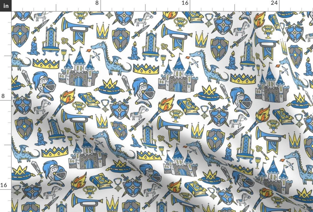 Medieval Castles Fabric - 6" Medieval Kings and Castles by ...