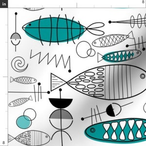 Mid-century Modern Fish Fabric Mid-century Fish by Hot4tees Bgyahoo Com ...