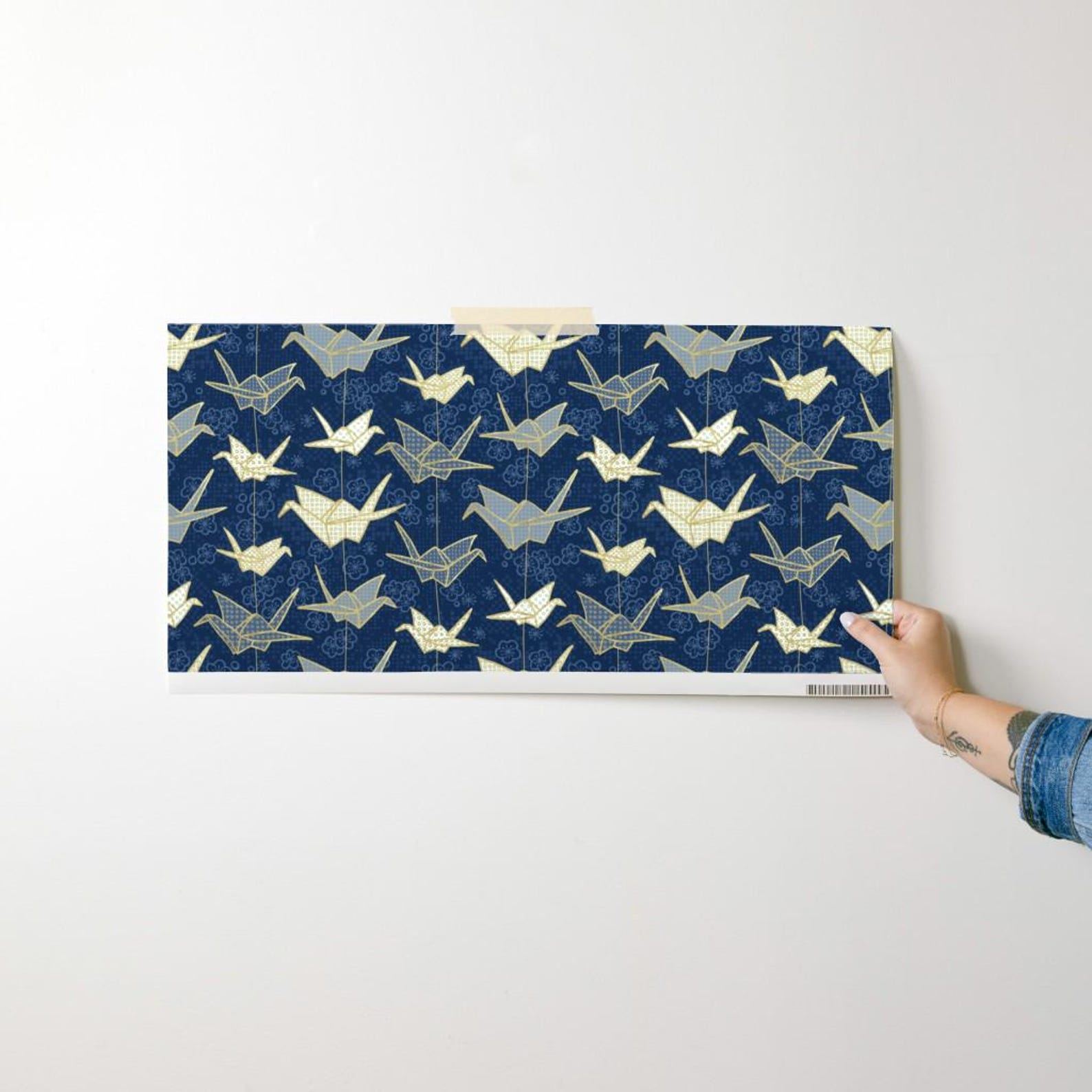 Origami Wallpaper - Sadako Good Luck Cranes by Marketa Stengl - Blue ...