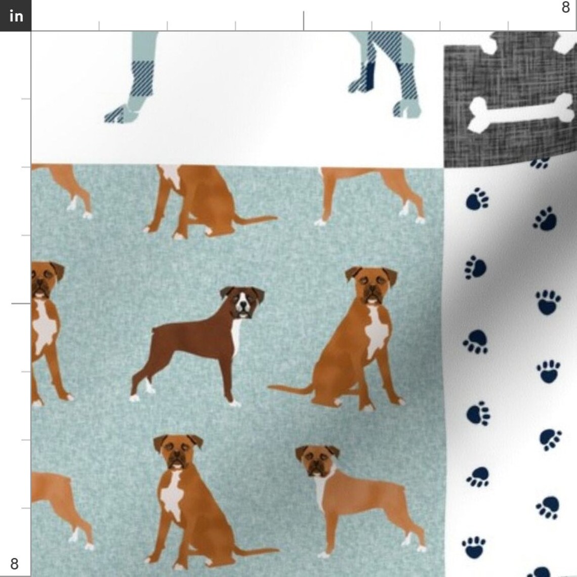 Boxer Dog Fabric Boxer Pet Quilt B Dog Breed Nursery Cheater | Etsy